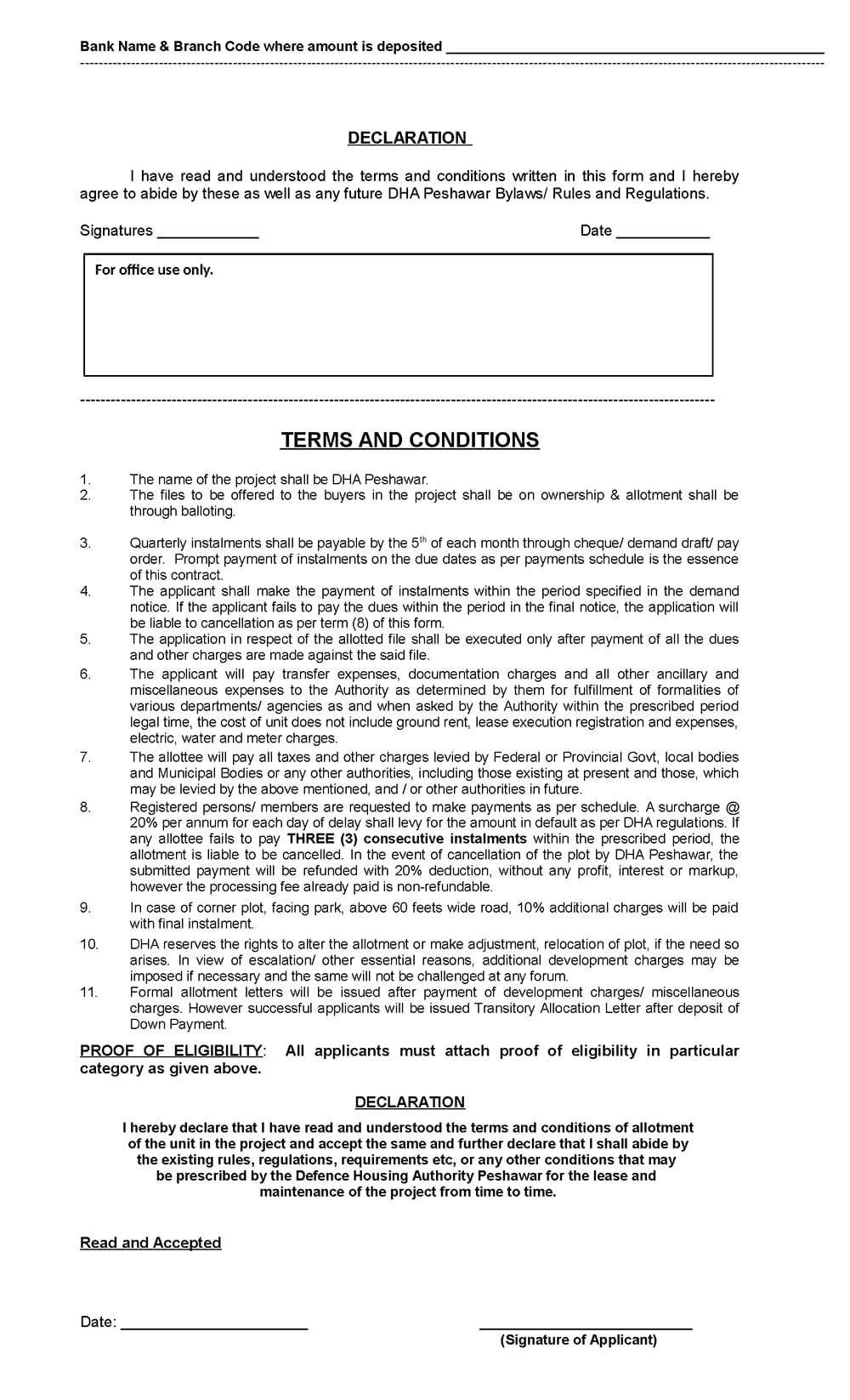 DHA Peshawar Application Form 2 | eProperty®