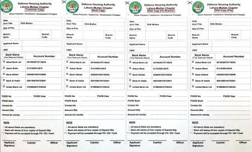 DHA Multan Challan For Down Payment EProperty 