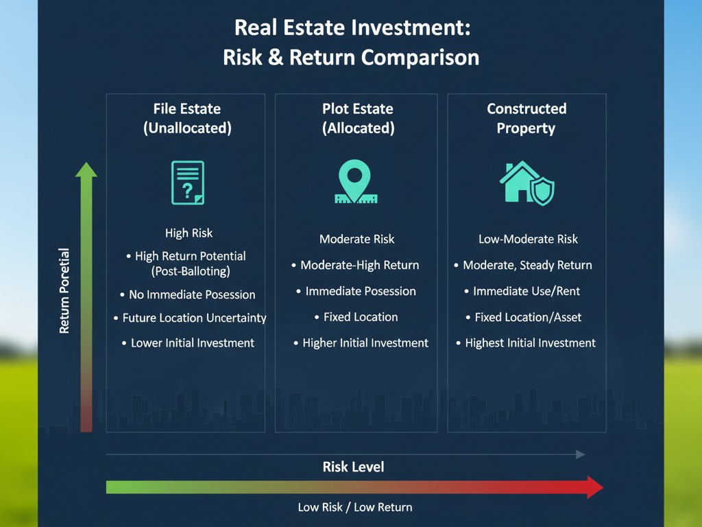 Compare investment risks between file estate and plot estate | eProperty®